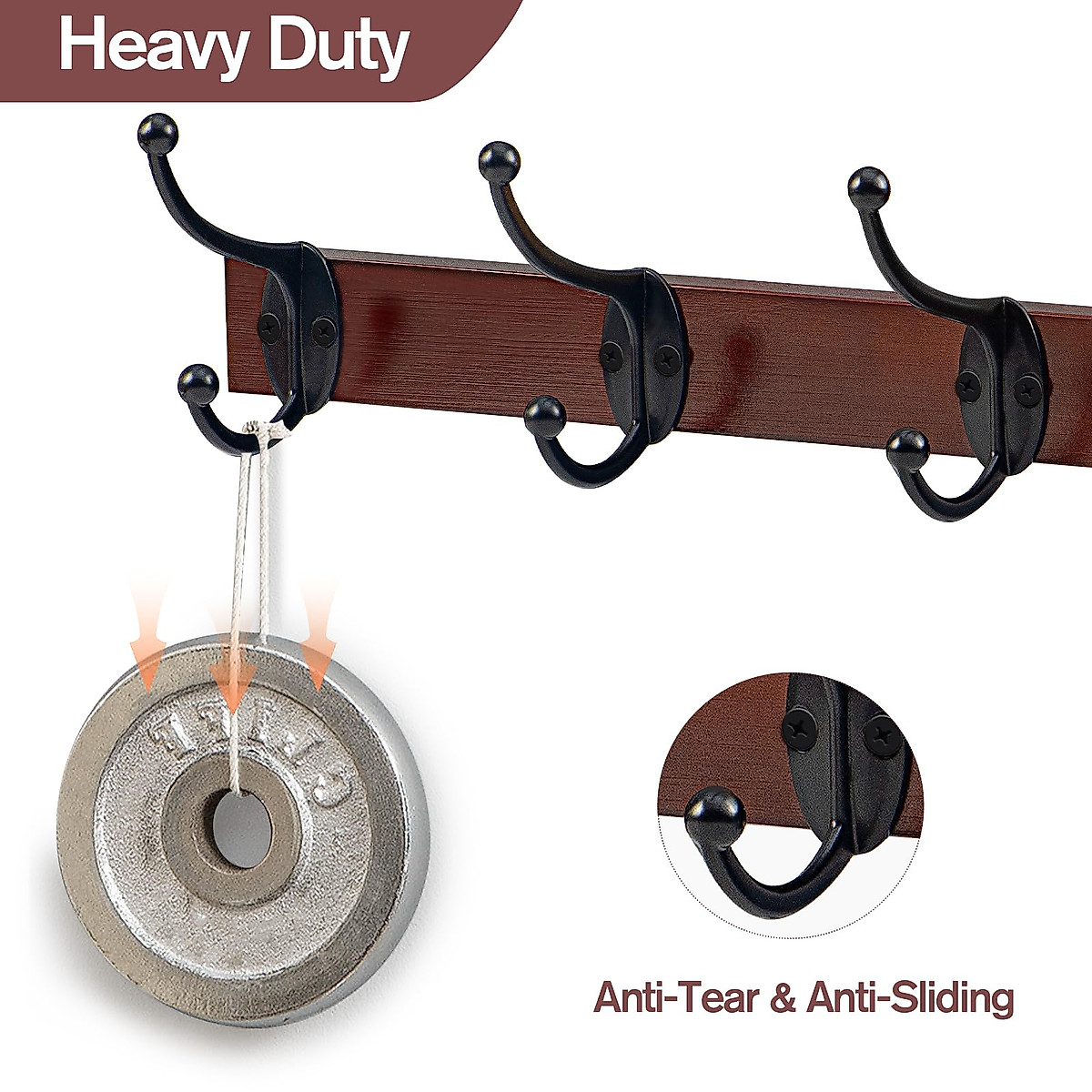 Zhithink Coat Hooks for Wall, Wall Mounted Coat Rack, Coat Hooks Wall Mount, 5 Hooks for Jacket Coat Hat, Pre-Assembled Wall Coat Rack for Entryway Bathroom Bedroom (1 Pack 17.13'' x 1.37'' x 0.59'')