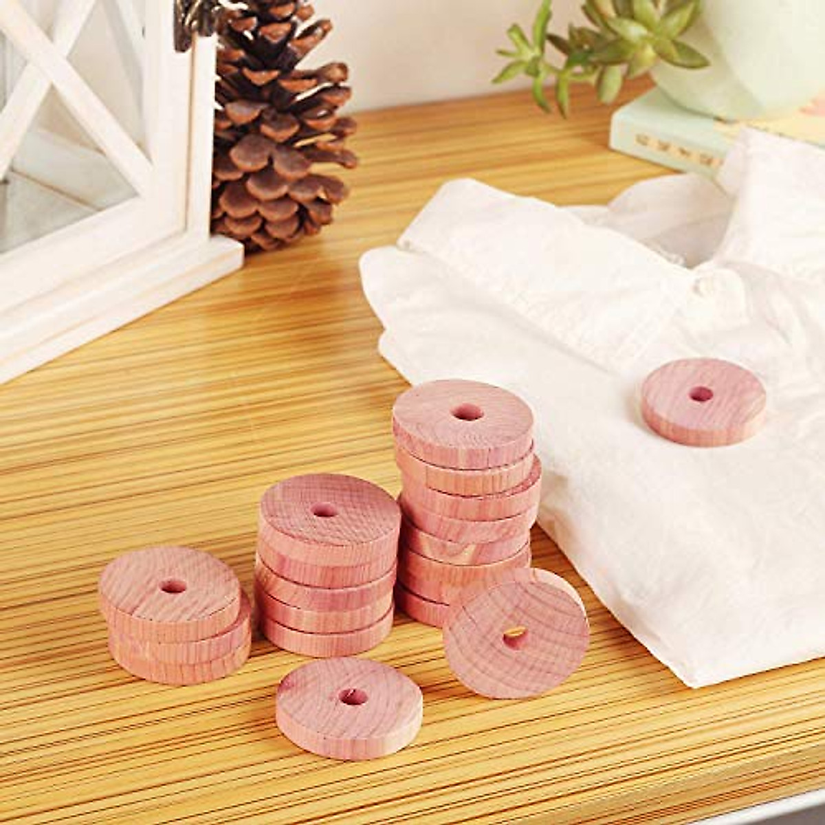 Fresh Your World 30 Pk 2" Cedar Rings for Hangers, Cedar Blocks for Clothes Storage and Drawers