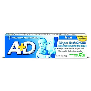 A+D Zinc Oxide Diaper Rash Treatment Cream, Dimenthicone 1%, Zinc Oxide 10%, Easy Spreading Baby Skin Care, 4 Ounce Tube (Pack of 4) (Packaging May Vary)