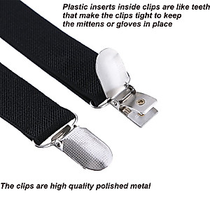 Resinta 2 Pack Mitten Clips Adjustable Kids Gloves Mitten Clips, Black, 24-48 Inches (black)