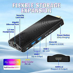 HIGOLEPC Mini PC Windows 11 Pro Celeron N4000 4GB/64GB,Micro Computer Stick PC USB PD3.0 and HDMI 4K Gigabit Ethernet,WiFi 5.0,BT 4.2, Mini Computer on Business Office Media Home