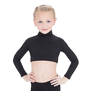 Capezio girls Girls' Turtleneck Long Sleeve Top athletic shirts, Black, 8 10 US