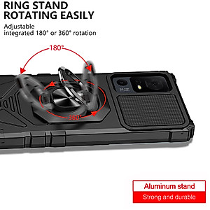 Ailiber for TCL 40 XE Case, TCL 40 X Case with Screen Protector Tempered Glass, Ring Kickstand for Magnetic Car Mount, Military Grade, Heavy Duty Shockproof Phone Cover for TCL 40 X 5G T609M-Black