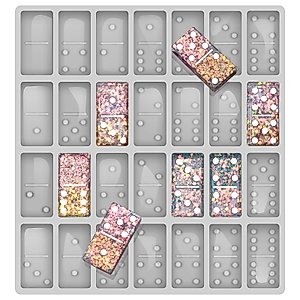 Professional Domino Molds for Resin Casting Jumbo Domino Molds for Resin Casting Double 6 Dominoes Mold, Shiny & No Scratches & Durable,8.86 x 9.25 x 0.39 inch 230g (New Version）