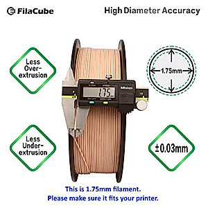 Skin/Flesh PLA 3D Printer 1.75mm Filament 1kg - FilaCube PLA 2 Light Skin Color Tone 1.75 mm 1 kg 3D Printing Plastic Filament Supply for Human Organ Model Body Girl Toy epidermis [Made in USA]