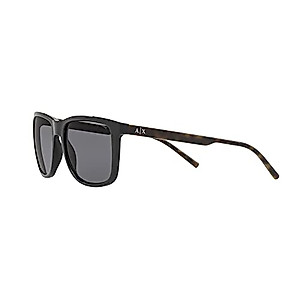 A|X ARMANI EXCHANGE Men's AX4070S Square Sunglasses, Black/Grey Polarized, 57 mm