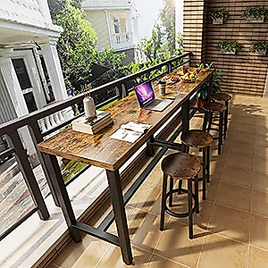 Recaceik 3 Piece Pub Dining Set, Modern bar Table and Stools for 2 Kitchen Counter Height Wood Top Bistro Easy Assemble for Breakfast Nook Living Room Small Space Restaurant, Rustic Brown 47"