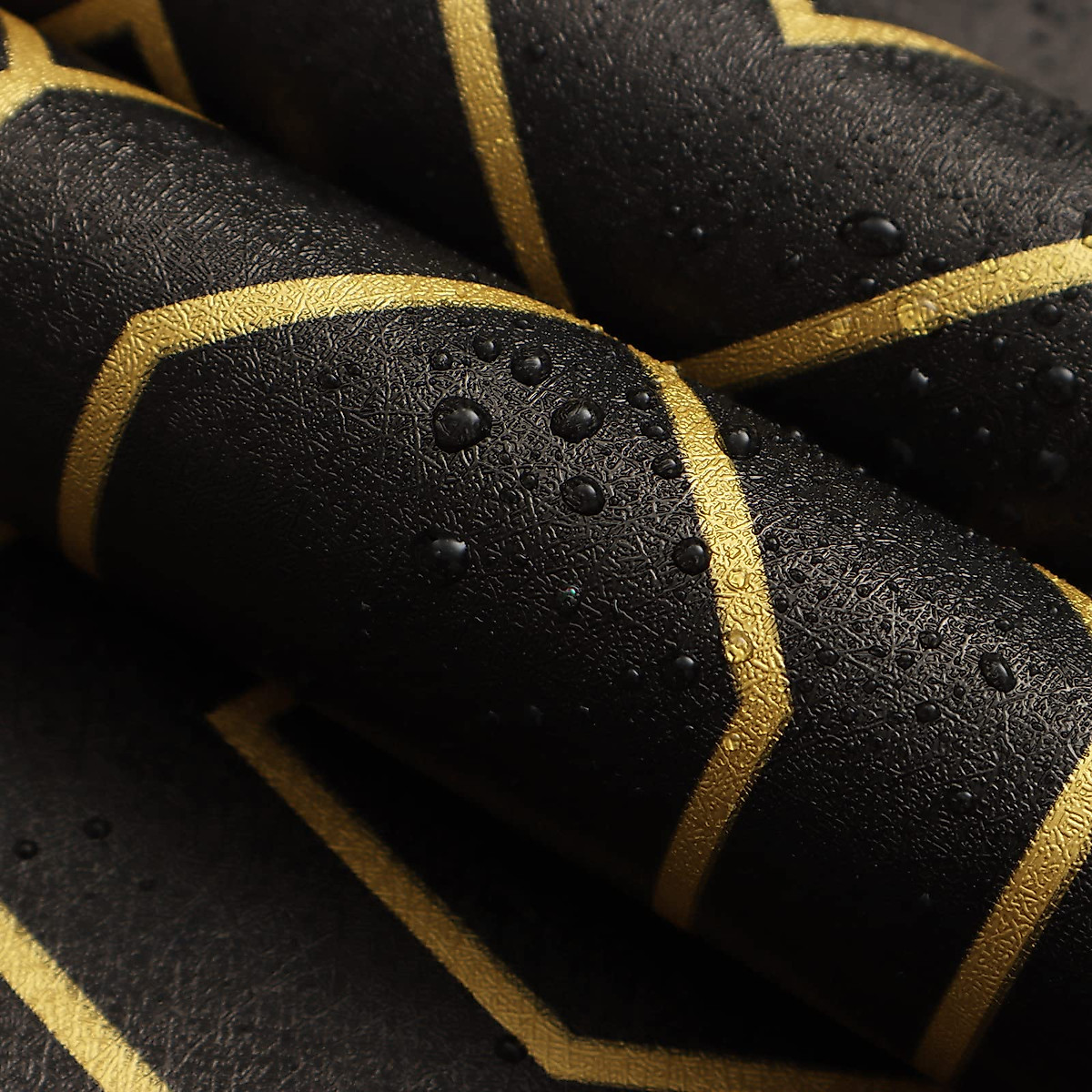 Safiyya Peel and Stick Wallpaper Geometric Wallpaper Gold and Black Contact Paper Gold Black Textured Wallpaper Self Adhesive Removable Wallpaper for Wall Furniture Vinyl Roll 118"x17.3"