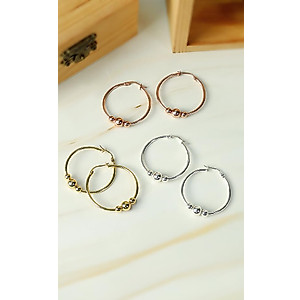 Hoops & Loops - Sterling Silver Beaded Ball Click Top Hoop Earrings in Sterling Silver