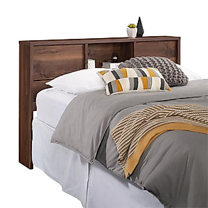 Sauder Harvey Park Full/Queen Bookcase Headboard with Doors, Grand Walnut Finish