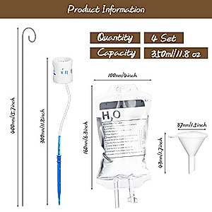 4 Pcs Plant Self Automatic Plant Watering System 350ml Plant Irrigation Drip Bag with Metal Support Rod Self Watering Devices Small Funnel for Indoor Outdoor Home Garden Potted Plants Flowers Watering