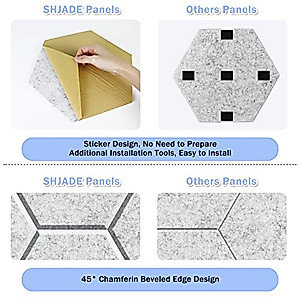 SHJADE Acoustic Panels Hexagon Self-Adhesive, 12 Pack Soundproof Wall Padding, 12" X 10" X 0.4" Absorption Panel Used in Home and Offices(Grey)