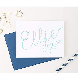 Calligraphy Personalized Stationery, Modern Calligraphy Folded Note cards, Personalized Note cards, Your Choice of Colors and Quantity