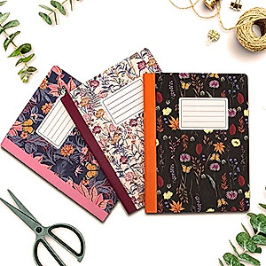 Pukka Pad, Composition Notebooks - 3 Pack of Journals Featuring 140 Pages of College Ruled 80GSM Paper with Sturdy Cover Stock - 9.75 x 7.5in - Bloom