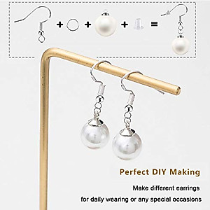 925 Sterling Silver Earring Hooks 150 PCS/75 Pairs,Ear Wires Fish Hooks,500pcs Hypoallergenic Earring Making kit with Jump Rings and Clear Silicone Earring Backs Stoppers (Silver)