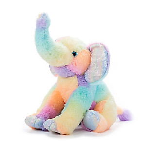 The Petting Zoo Elephant Stuffed Animal Plushie, Ombrez Zoo Animals, Rainbow Elephant Plush Toy 12 inches