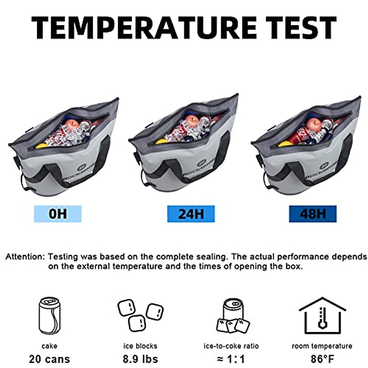 ROCKBROS Soft Cooler Insulated Leak Proof Cooler Bag Portable 36 Can Large Soft Sided Coolers Waterproof Insulated Pack Cooler for Travel, Beach, Camping, Picnic, Lunch, Fishing, Floating, Party, Work