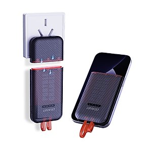 LIPSWEET Separate Portable Charger 45W,USB C Fast Charger Power Bank, 5 Output External Battery Pack with Built-in Cable AC Wall Plug Compatible with iPhone Laptop Android Cell Phone (Black) …