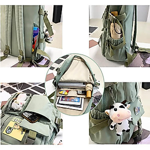 ChenLee Kawaii Backpack Rucksack Aesthetic Student Bookbags with Kawaii Pin and Pendants Accessories for Teen Girls