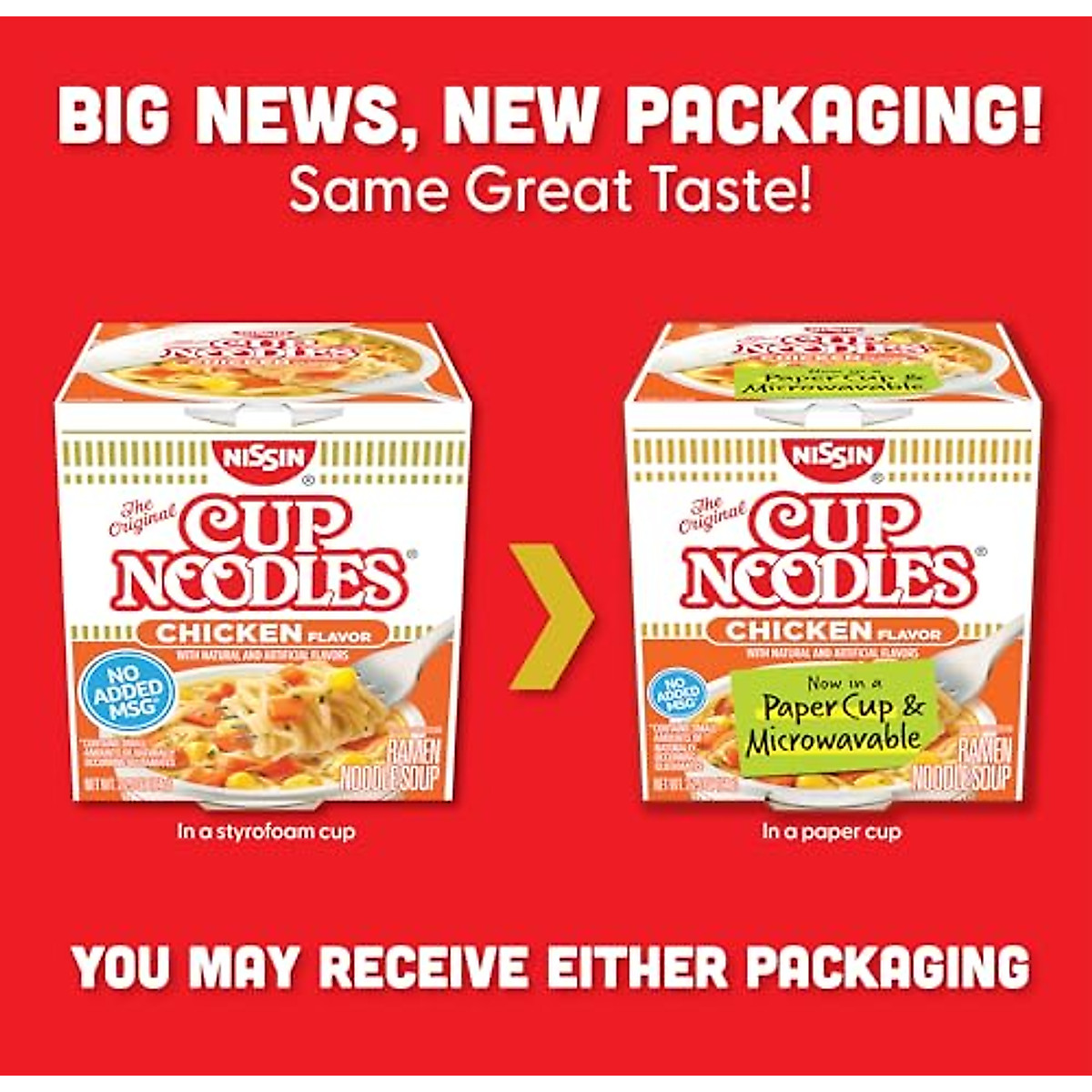 Nissin, Cup Noodles Soup, Chicken Flavor, 2.25 oz (case of 12)