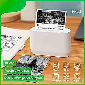 N/A Multi-Functional Mini Thermal Printer Pocket BT 304DPI Portable Photo Mobile Printer Receipt Label Maker