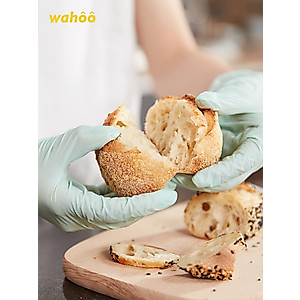 LANON 5 mil Vitamin-E Coated Latex Disposable Gloves, Food-Contact Grade, Fully Textured, Green, Small