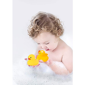 50PCS Super Mini Rubber Duck Bath Duck Toys for Toddlers Boys Girls,Squeak and Float Rubber Ducks in Bulk Baby Shower Duck Decorations Party Favors (1.6'')