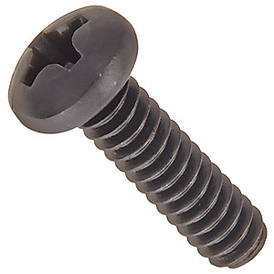 Small Parts Steel Pan Head Machine Screw, Black Oxide Finish, Meets ASME B18.6.3, #2 Phillips Drive, #6-32 Thread Size, 1/2" Length, Fully Threaded, Import (Pack of 100)