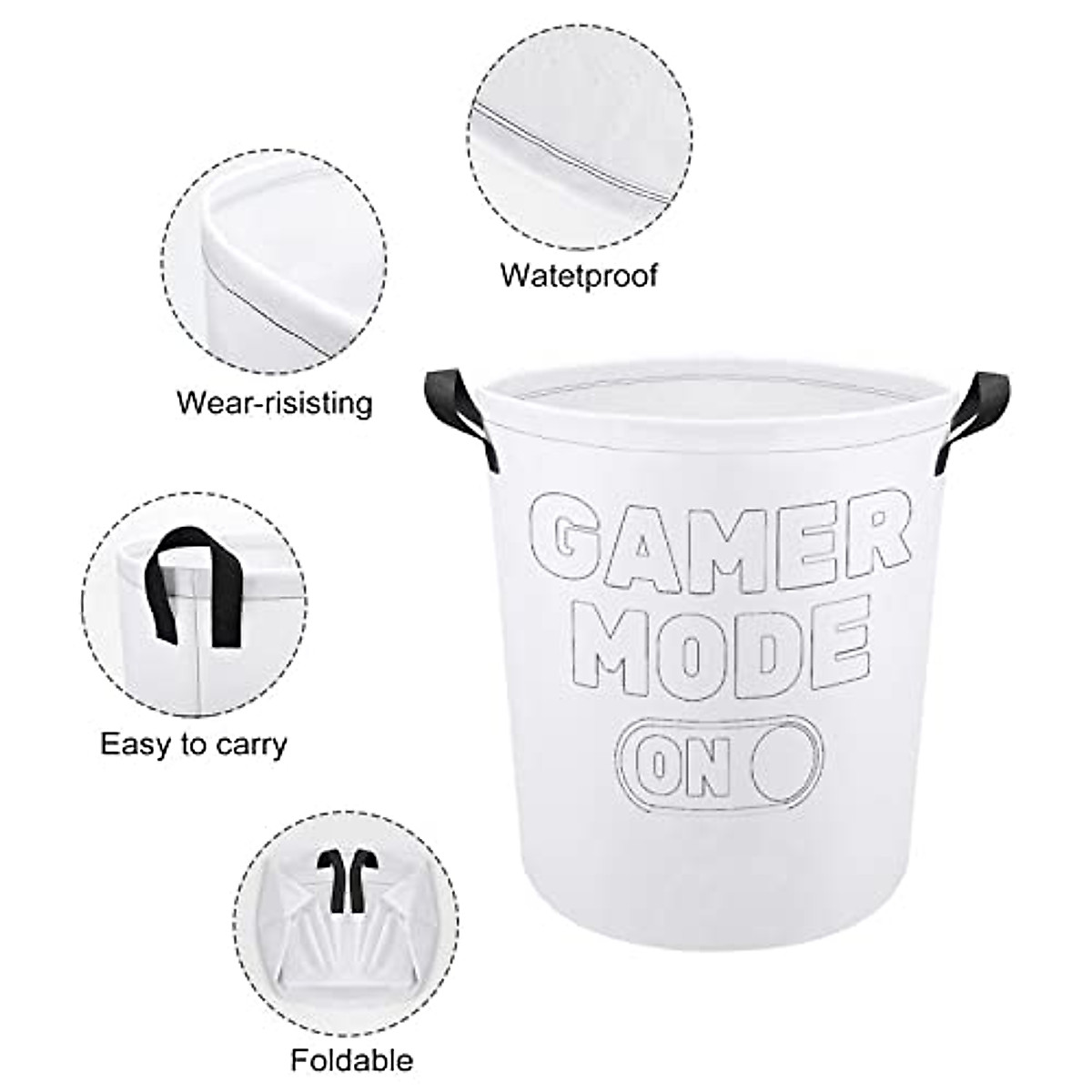 Gamer Mode On Large Laundry Basket Hamper Bag Washing with Handles for College Dorm Portable