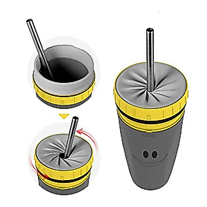 CHENGNAN Twizz Coffee Cup Aperture Mug with Straw Double Silicone TikTok Leak Proof and Insulated Revolutionary Twist Plastic Travel Mug, Lidless Panda