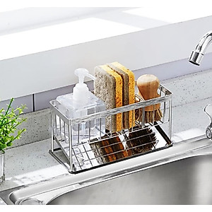 Xana Adjustable Partition Kitchen Sponge Holder for Sink,sink scrubber holder,Kitchen Sponge Holder for Dish Rags Brush Soap Scrubber,soap holder kitchen,dish soap holder