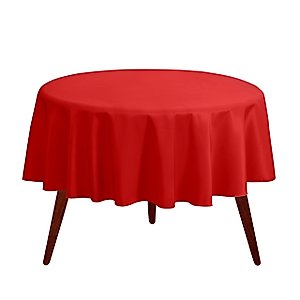 Gee Di Moda Round Tablecloth - 70 Inch Red Round Table Cloth for 24 to 48 Inch Round Tables - Heavy Duty Washable Fabric - for Buffet Table, Holiday Party, Dinner, Wedding & Baby Shower