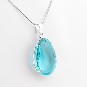GEMHUB Silver Pendants 97.50 Carat Blue Topaz Pendant Gemstone Necklace Sterling Silver Pendant