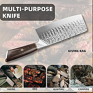 Meat Cleaver - Hand Forged Heavy Duty Meat Chopper - High Carbon Stainless Steel Butcher Knife - Kitchen Chopping Knife for Home Kitchen and Restaurant (Black)