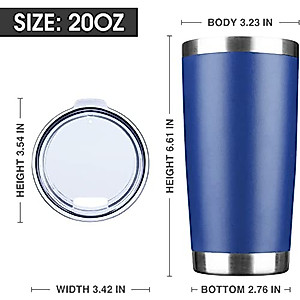 EcoMozz 20oz Tumbler Stainless Steel Vacuum Insulated Mug with Lid, Double Wall Travel Mug, Durable Powder Coated Coffee Cup, Suitable for Ice Drinks and Hot Beverage（New Blue 6 pack）