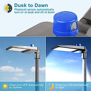 320W LED Parking Lot Lighting 44800LM 5000K LED Pole Lights Outdoor with Slipfitter Mount, Dusk to Dawn LED Street Light for Commerical Parking Lot-2Pack
