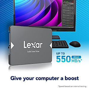 Lexar 1TB NS100 SSD 2.5” SATA III Internal Solid State Drive, Up to 550MB/s Read, Gray (LNS100-1TRBNA)