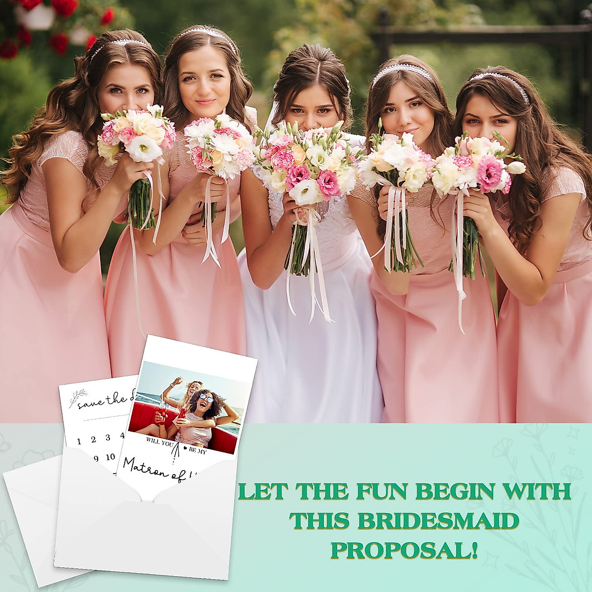 Jutom 28 Pcs Funny Bridesmaid Proposal Card Set, Include 8 Will You Be My Bridesmaid, 2 Will You Be My Maid of Honor, 2 Matron of Honor, 2 Flower Girl and 14 Envelopes for Wedding Bridal Shower