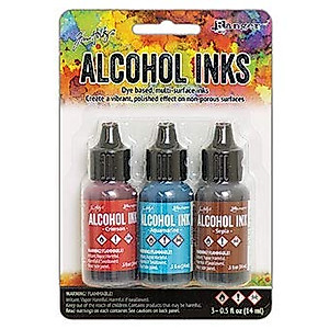 Ranger Tim Holtz Alcohol Ink Bundle - Tropics Set 11 Bottles, 05 fl oz - Acid Free, Multi-Surface Inks, Precision Tip for Easy Application - Bonus Purple Turtle Detail Sticks