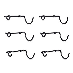 Rustic State Wall Mount Custom Hook Design Iron Wine Bottle Holder Rack Shelf Display for All Adult Beverages Liquor - Home, Kitchen, Dining Room Bar Décor - Set of 6 - Black