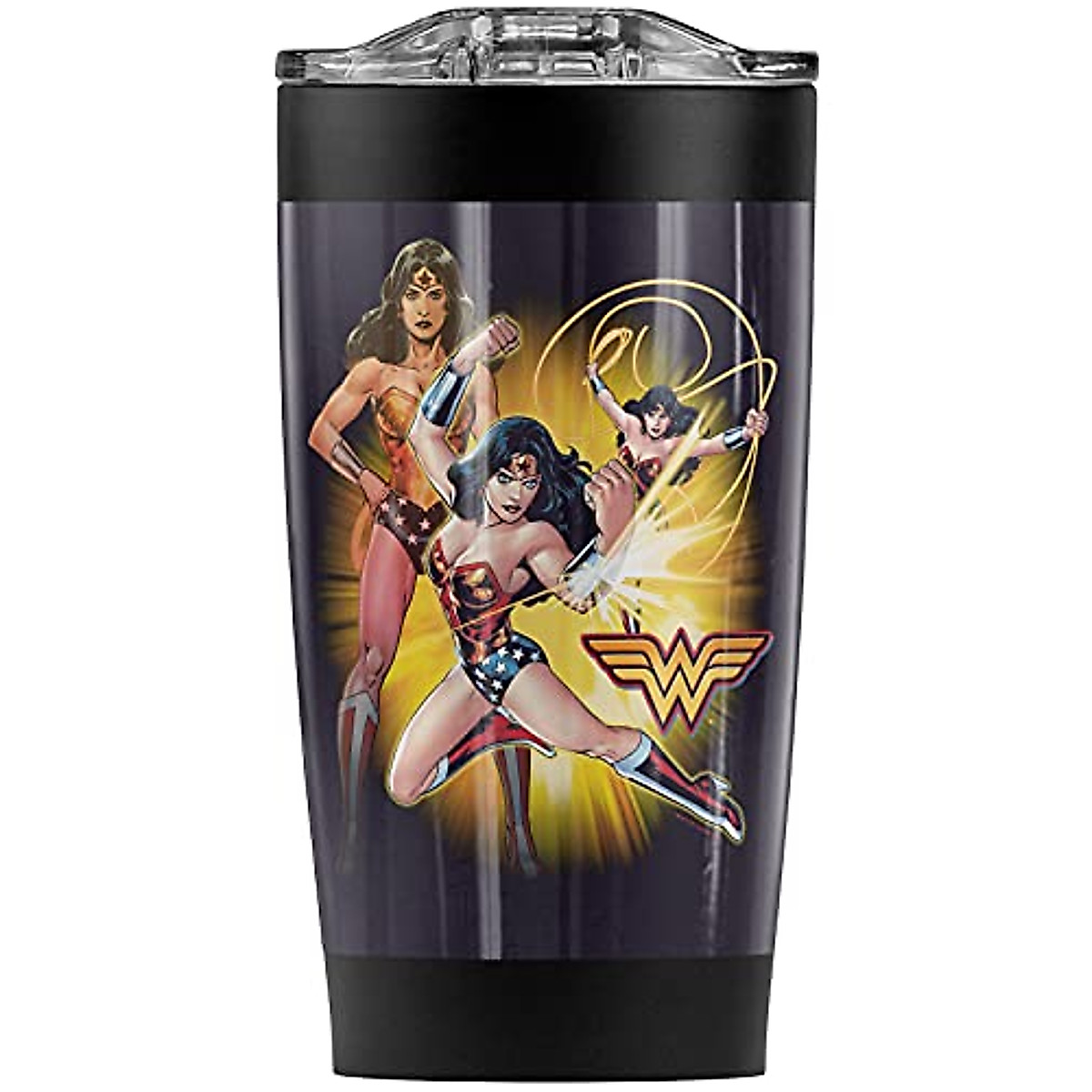 Logovision Wonder Woman Poses Stainless Steel Tumbler 20 oz Coffee Travel Mug/Cup, Vacuum Insulated & Double Wall with Leakproof Sliding Lid | Great for Hot Drinks and Cold Beverages