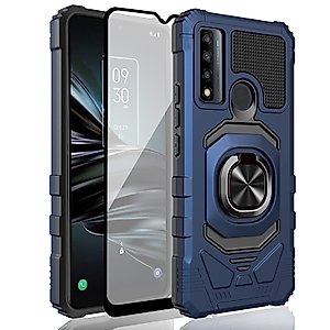 Ailiber for TCL 30XE 5G Phone Case, TCL 20R 5G Case with Screen Protector, Ring Kickstand for Magnetic Car Mount Military Grade, Heavy Duty Full Body Shockproof Protective Cover for TCL 30 XE-Blue