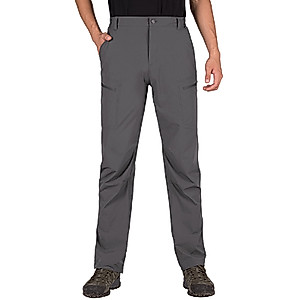 Shallowlulu Men's Hiking Pants Quick Dry Lightweight Waterproof Stretch Cargo Pants for Men with Multi Pockets for Camping Fishing Work(Dark Grey 34W/30L)