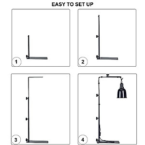 DXOVEEN Reptile Lamp Stand, Heat Lamp Stand for Reptiles, Large Metal Lamp Holder Adjustable from 15inch to 37inch Suitable for Snake and Bearded Dragon Habitat