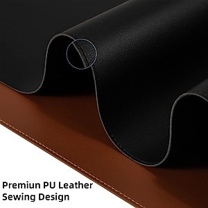 Leather Desk Pad,Wolaile 36x17 inch Large Mouse Pad,Waterproof Non-Slip Writing Desk Blotter,Computer Mat Desktop Protector for Office Home,Black