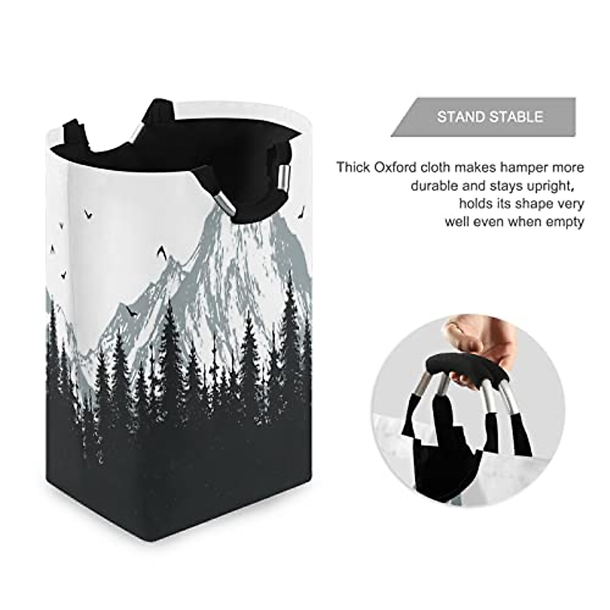 xigua Nature Mountains and Forest Laundry Basket Waterproof Clothes Hamper Collapsible Durable Dirty Clothes Large Storage Laundry Organizer