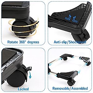 Computer Tower Stand CPU Holder Stand with 4 Mute Caster Wheels，CPU Stand for Gaming pc,Suitable for Most PC Brackets On The Carpet Floor (Black) (Black)