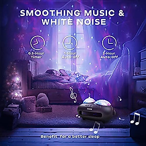 Dohoii Star Projector Galaxy Night Light for Kids, Ocean Wave Projector with Bluetooth Speaker & White Noise, Rechargeable Table Projection Lamp for Bedroom Ceiling Party - Pink