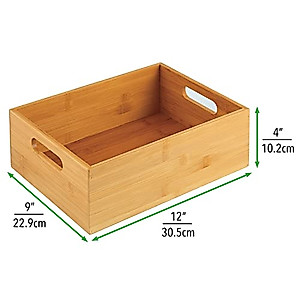 mDesign Bamboo Wood Organizer Storage Bin Open-Top Box with Built-In Handles for Kitchen, Pantry Organization; Holds Flatware, Dry Goods Boxes, Cooking Essentials, Echo Collection - 4 Pack - Natural