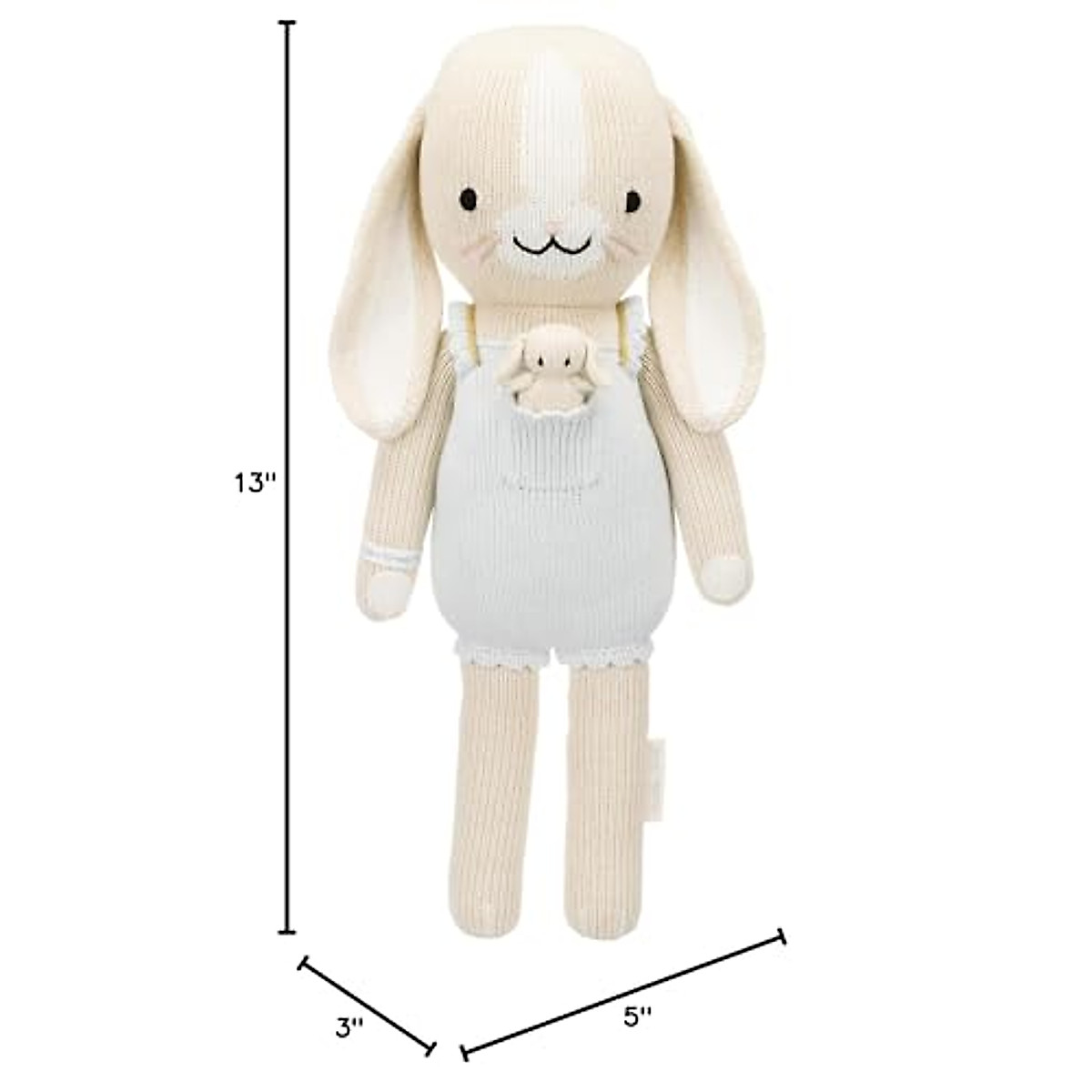 cuddle + kind Briar The Bunny Little 13" Hand-Knit Doll – 1 Doll = 10 Meals, Fair Trade, Heirloom Quality, Handcrafted in Peru, 100% Cotton Yarn